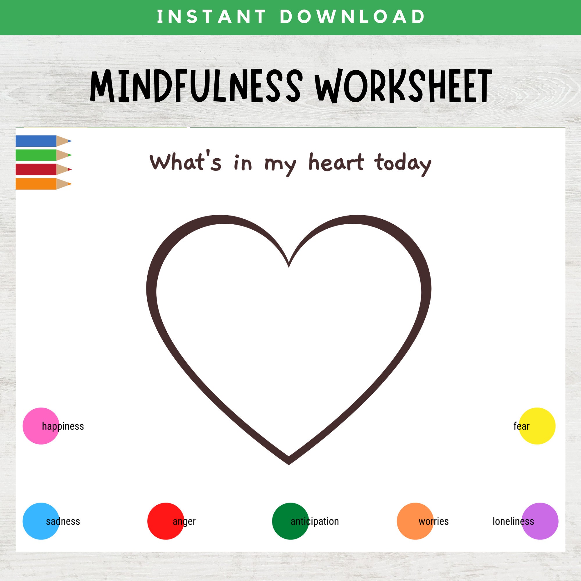 Mindfulness Worksheet for Kids, Emotions Activity for Kids, Printable ...