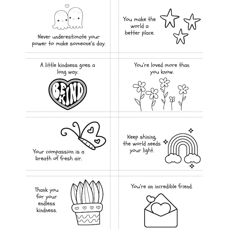 Kindness Coloring Cards: Inspirational Lunch Box Notes (PDF Printable ...