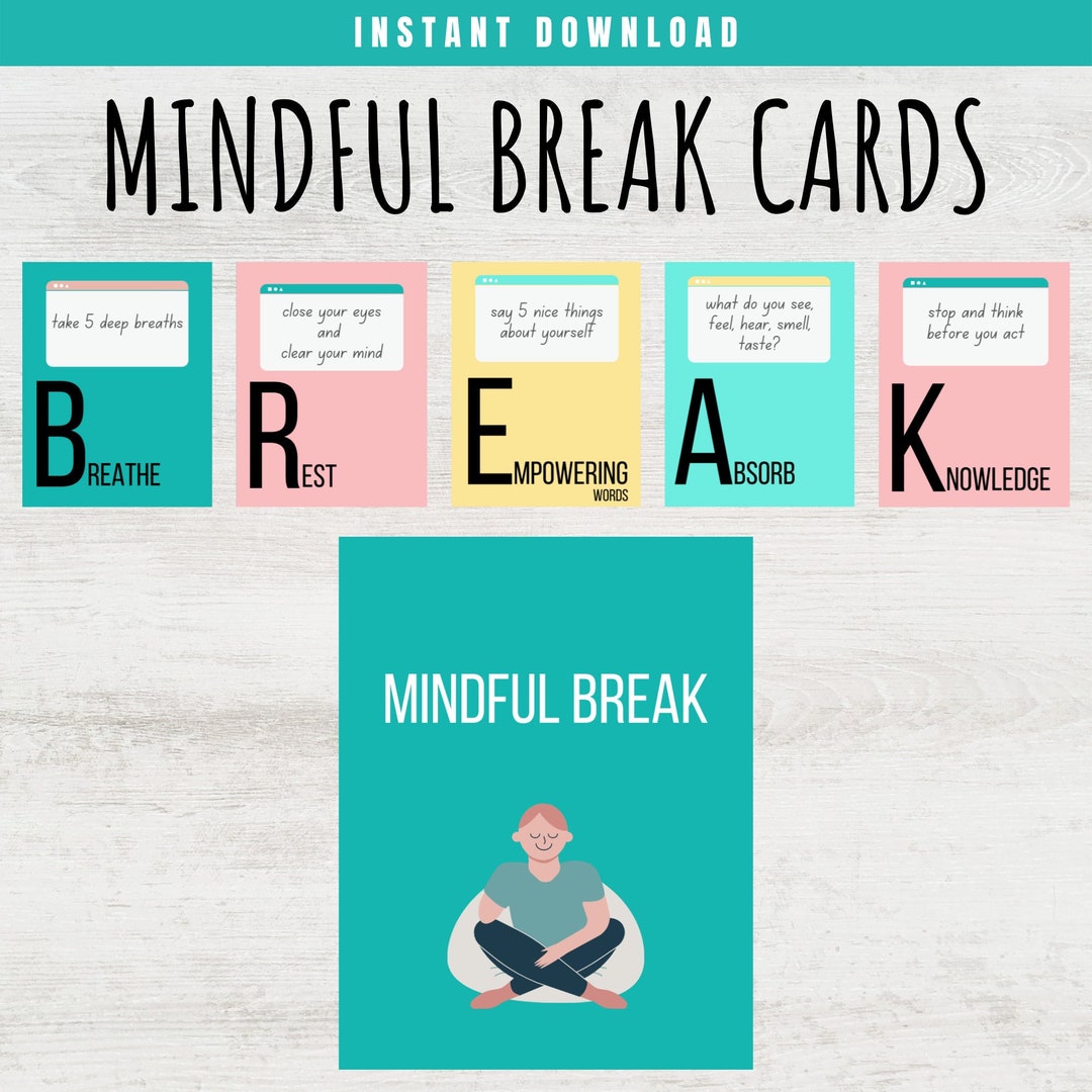 Mindful Moments Break Cards Calm Cards Calm Down Kit Calm - Etsy