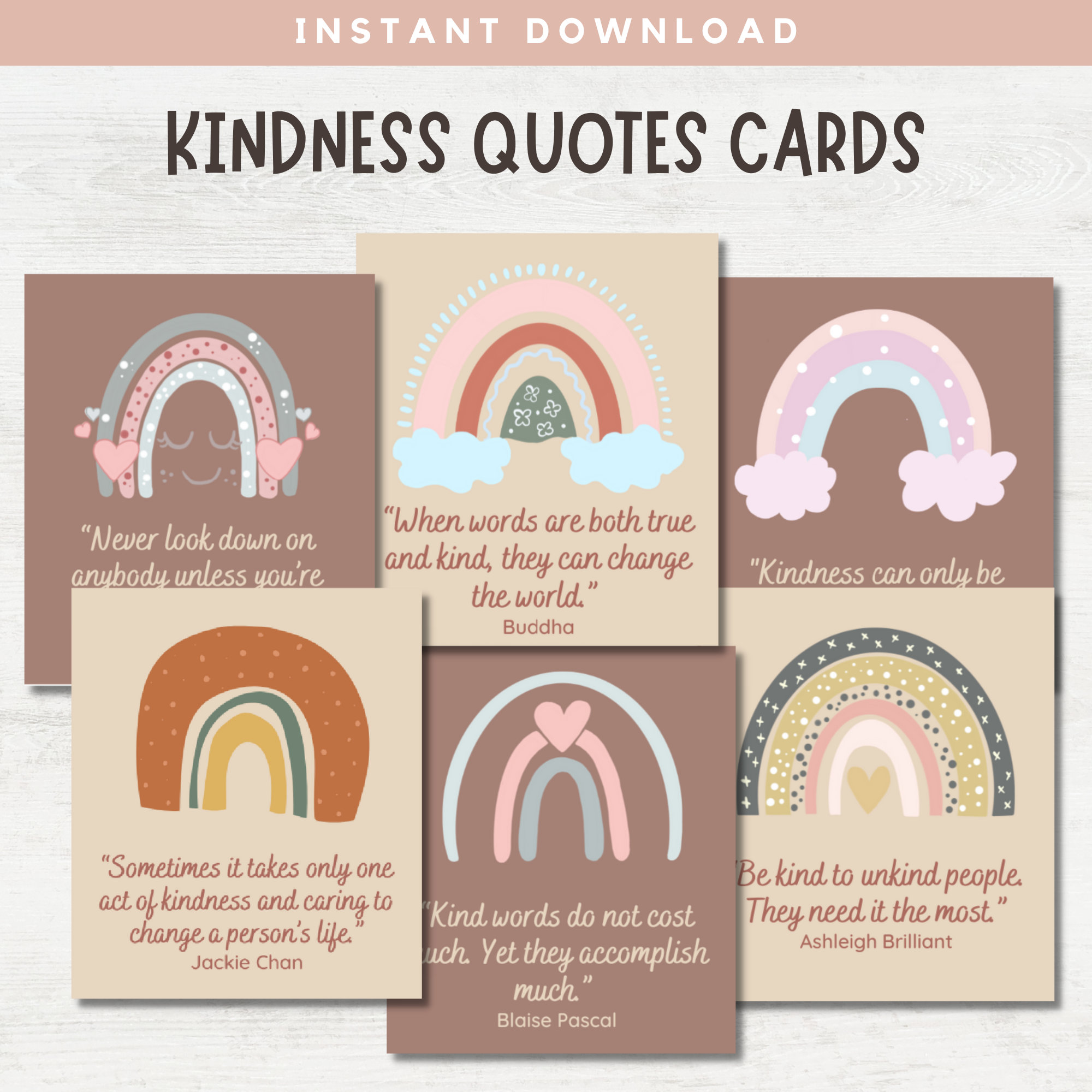 Kindness Quotes Cards for Kids, Printable Kindness Cards, Encouragement ...