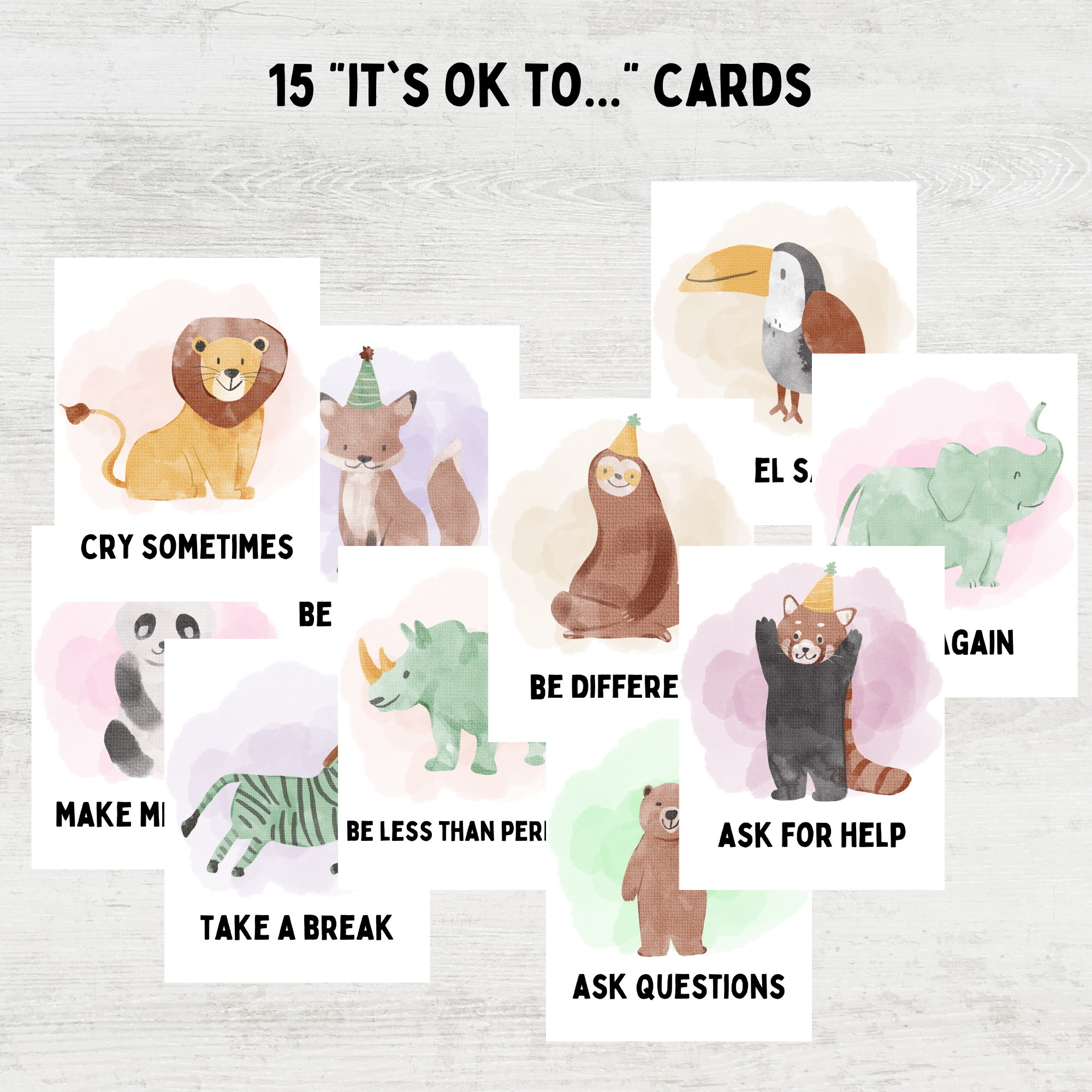 Anxiety Cards Bundle, Anxiety Coping Skills Cards, Animal Movement ...
