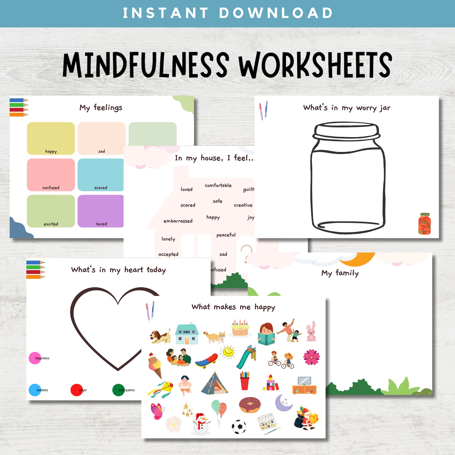 Mindfulness Worksheets for Kids: Emotions Activities, Calm Down Corner ...
