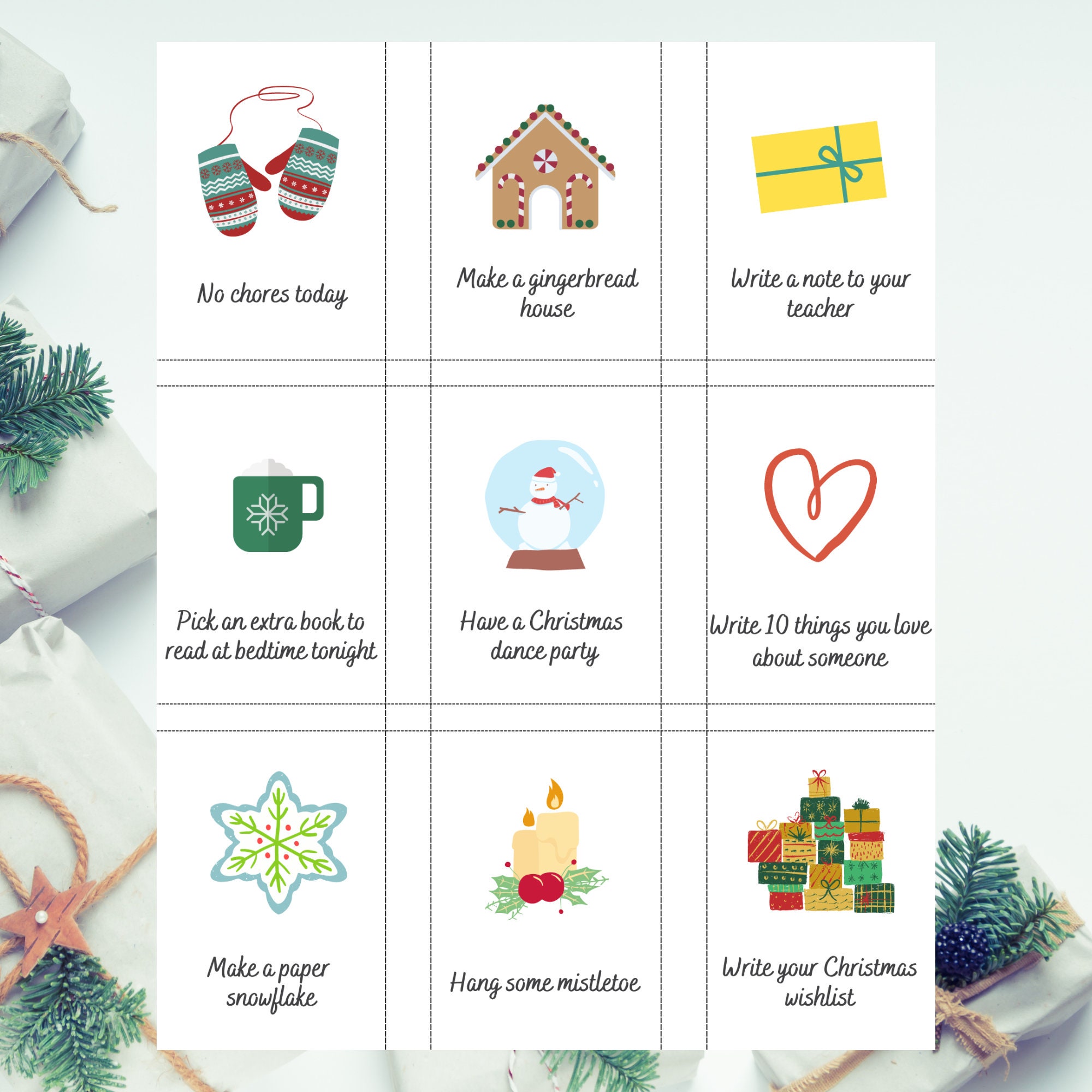 Christmas Advent Calendar Activity Cards Countdown to - Etsy