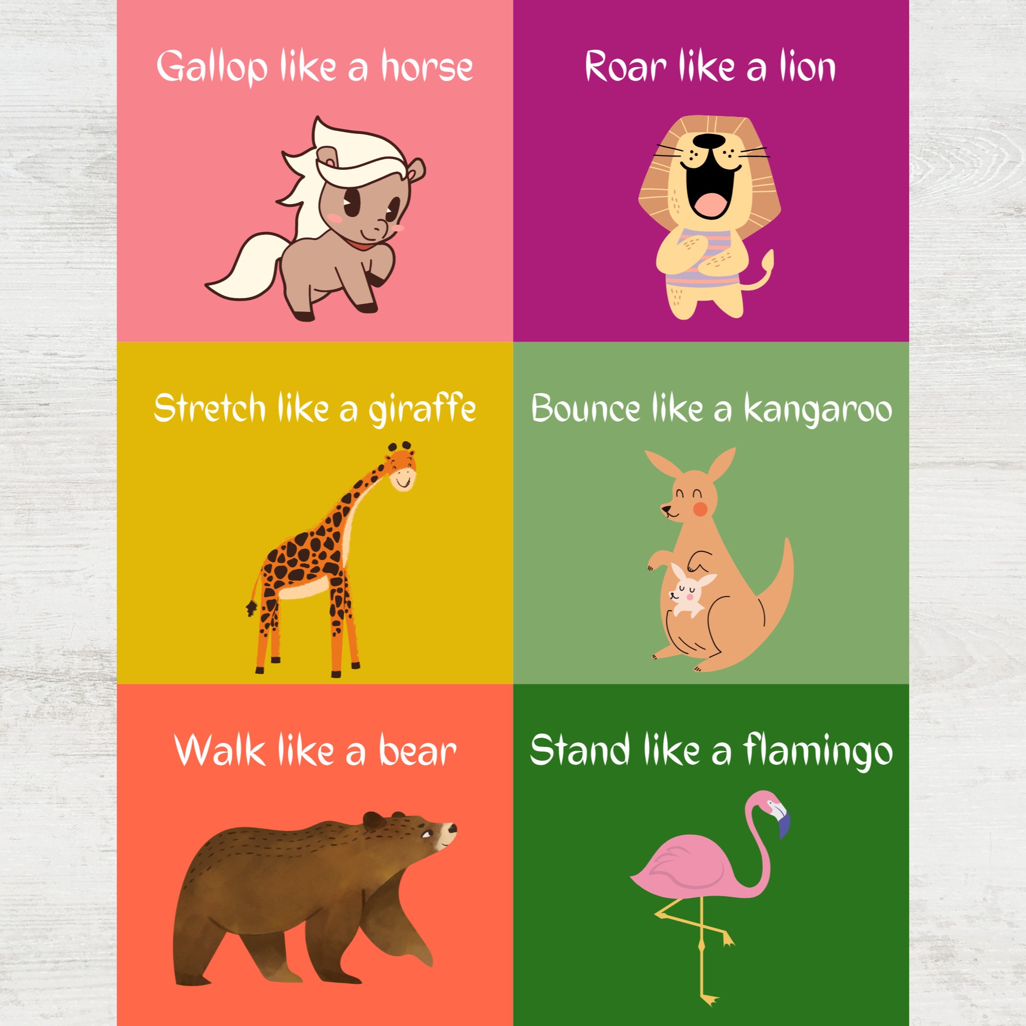 Animal Movement Cards, Educational Printable Activity, Mindfulness for ...