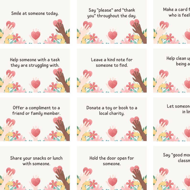 Kindness Challenge Cards: 32 Printable Activities (digital Download) - Etsy