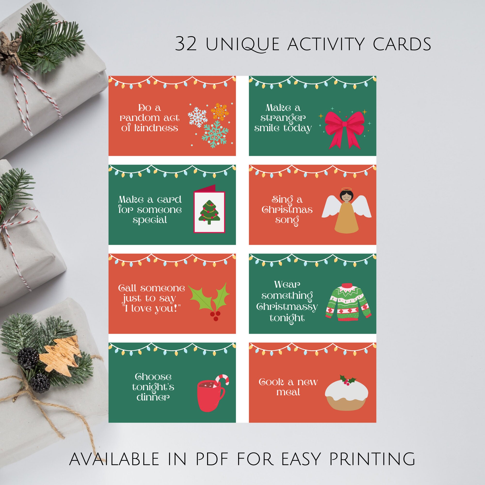 Christmas Advent Calendar Activity Cards: Printable Countdown (PDF) - Etsy