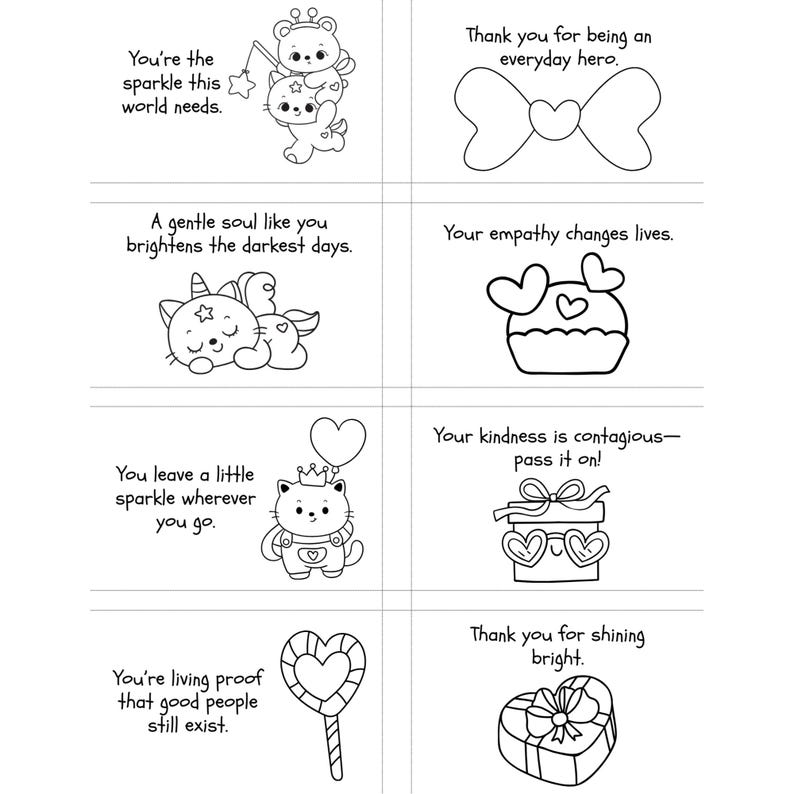 Kindness Coloring Cards: Inspirational Lunch Box Notes (PDF Printable ...