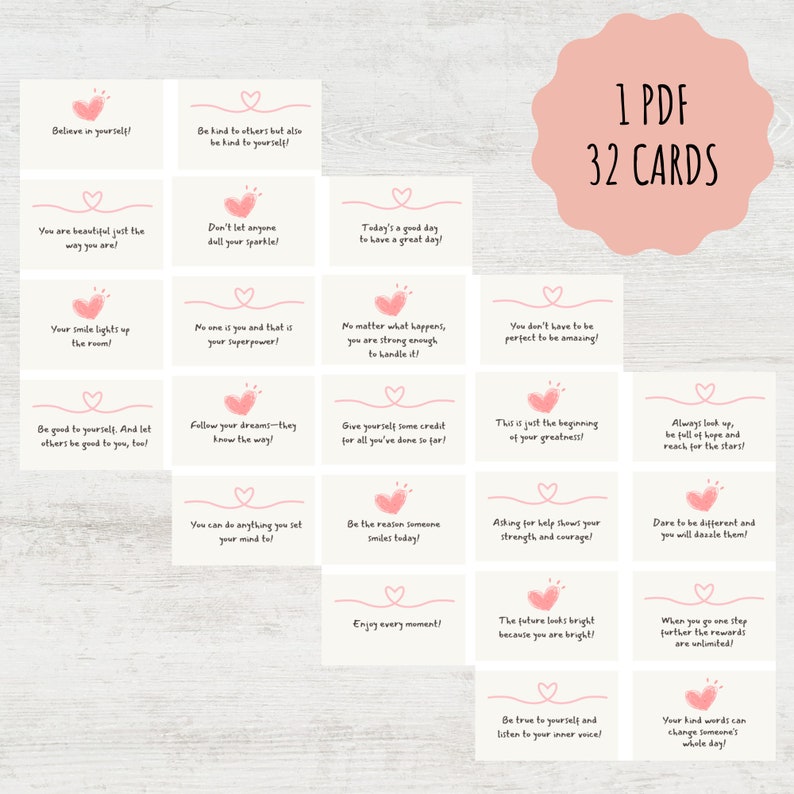 Kindness Cards: Inspirational Lunch Box Notes (printable PDF) - Etsy