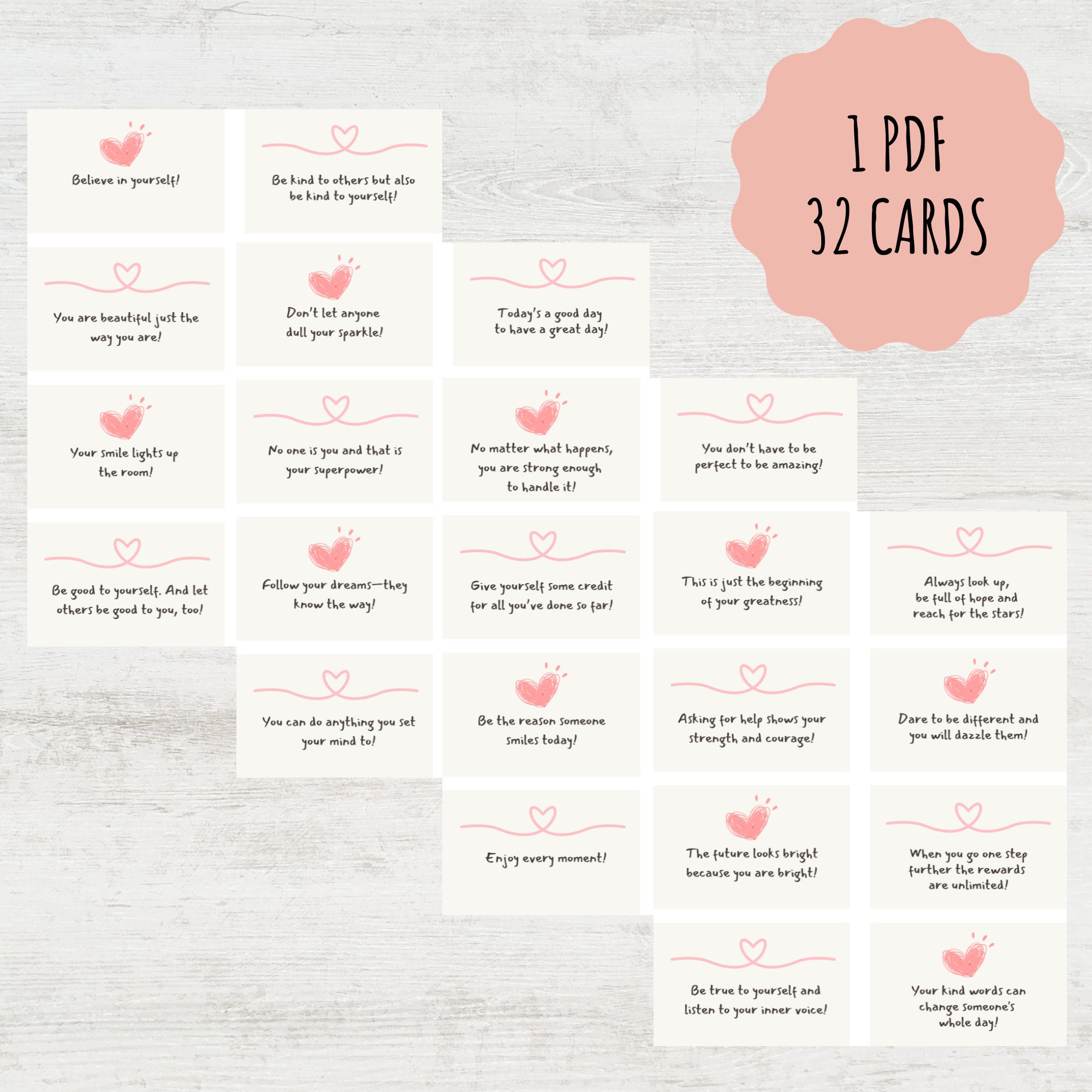 Kindness Cards: Inspirational Lunch Box Notes (printable PDF) - Etsy