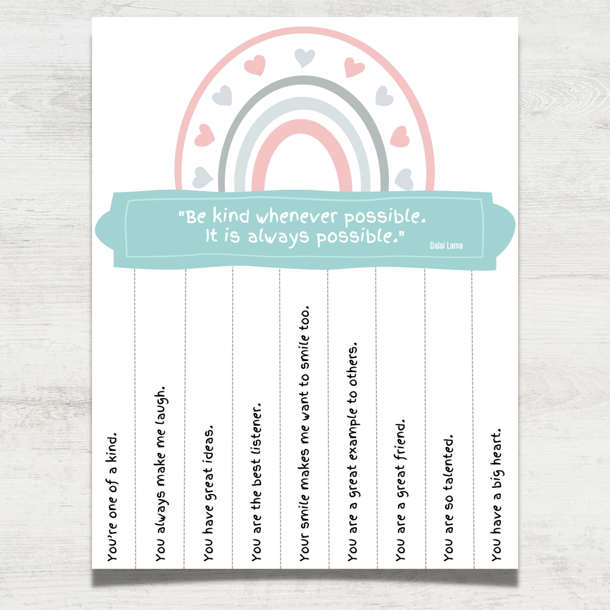 Tear off Compliments, Printable Tear off Flyer, Random Acts of Kindness ...