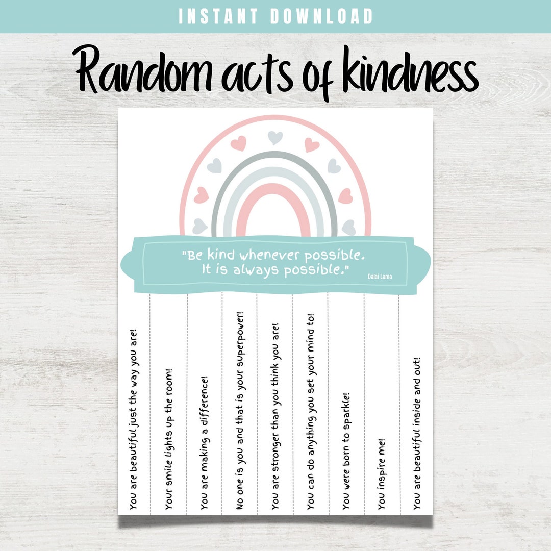 Tear off Compliments, Printable Tear off Flyer, Random Acts of Kindness ...