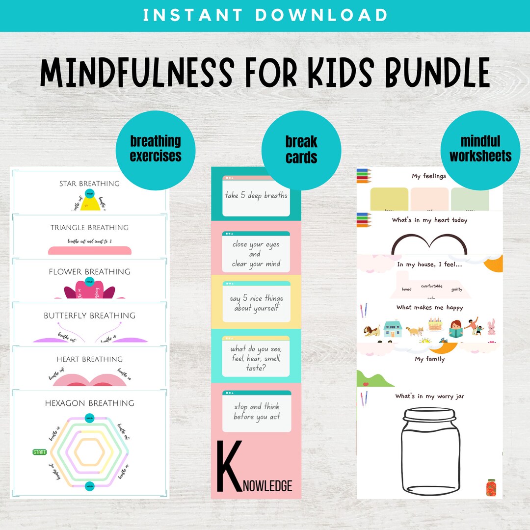 Mindfulness Breathing Exercises for Kids, Mindfulness Worksheets ...