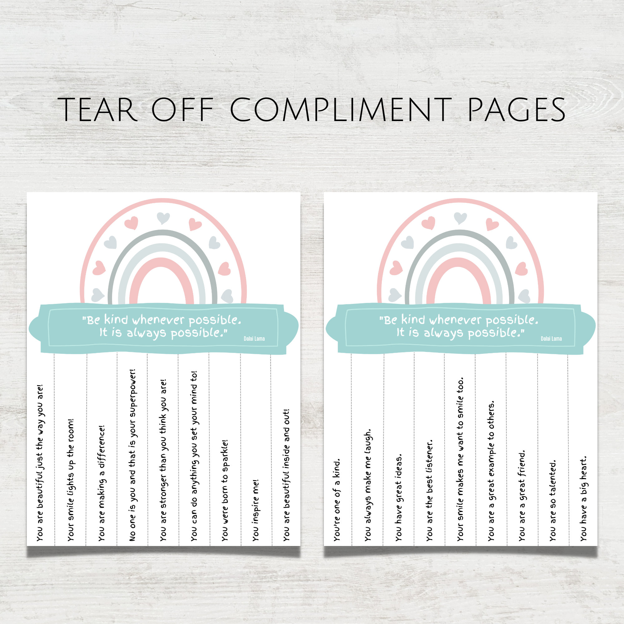 Tear off Compliments, Printable Tear off Flyer, Random Acts of Kindness ...