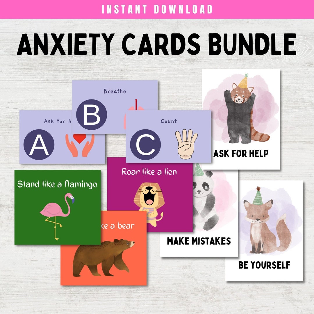 Anxiety Cards Bundle Anxiety Coping Skills Cards Animal - Etsy
