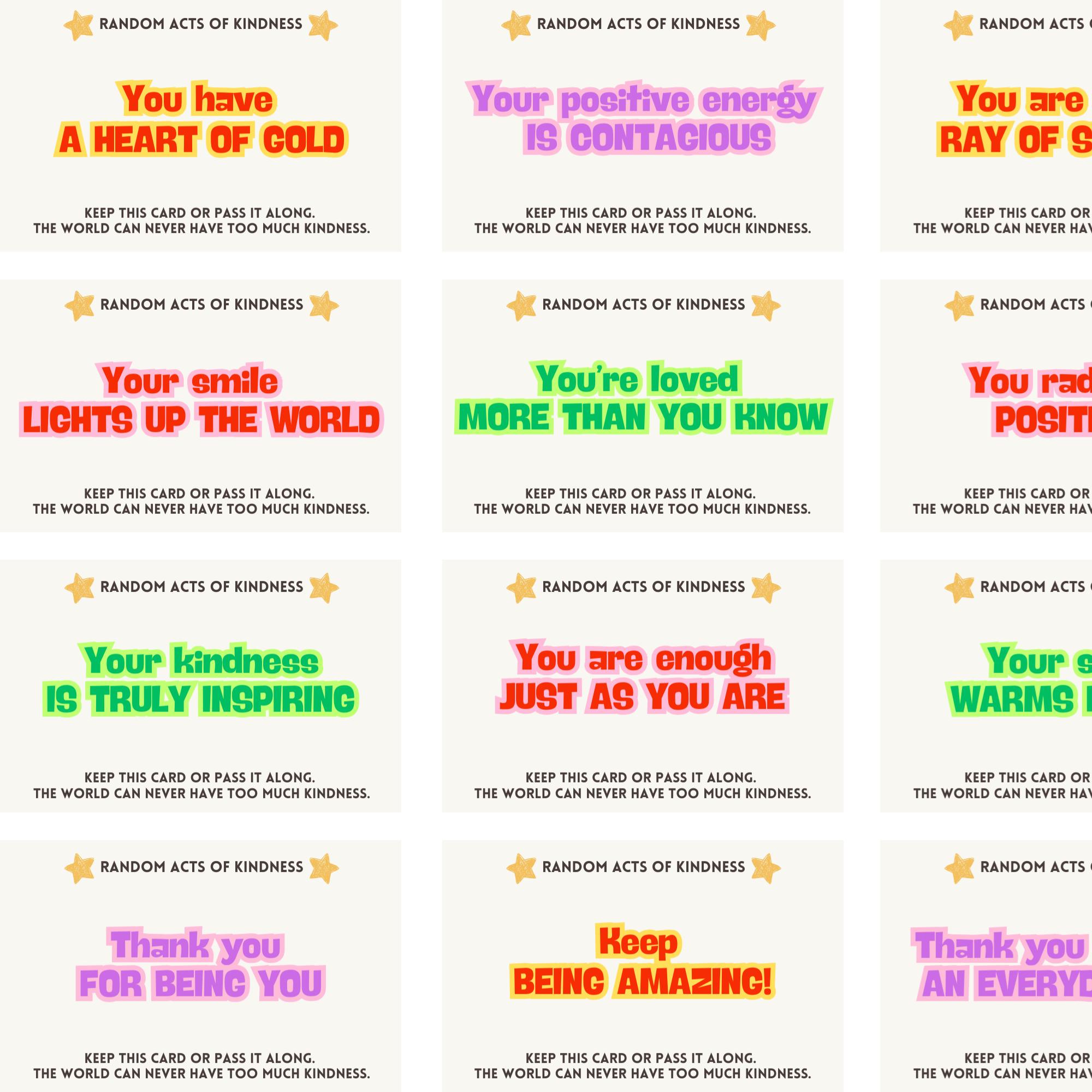 Random Acts of Kindness, Kindness Challenge Cards, Classroom Decor ...