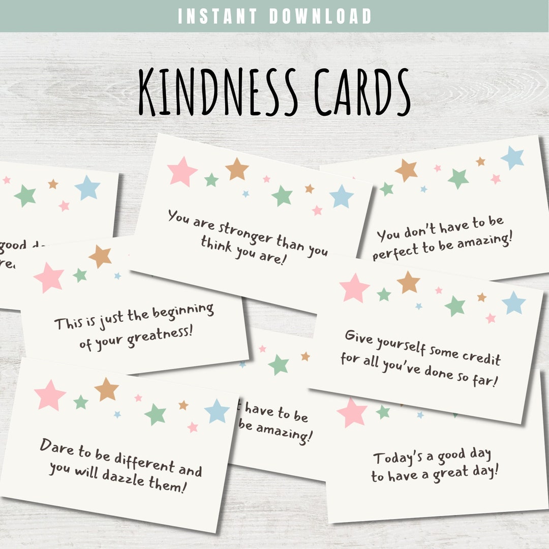 Kindness Cards, Encouragement Cards, Inspirational Message, Mindfulness ...