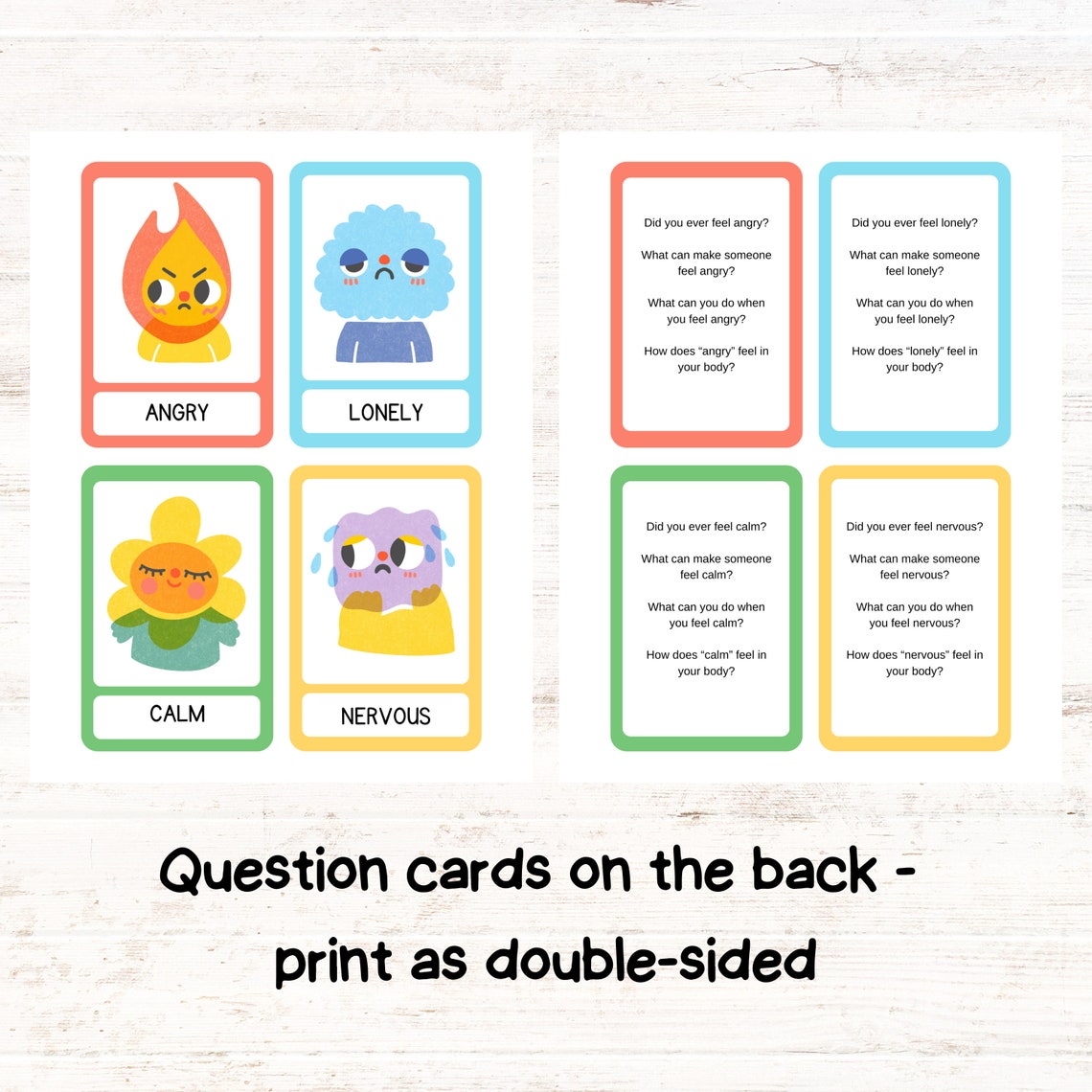 Feelings Cards for Kids, Emotions Flashcards, Calm Down Corner, Social ...