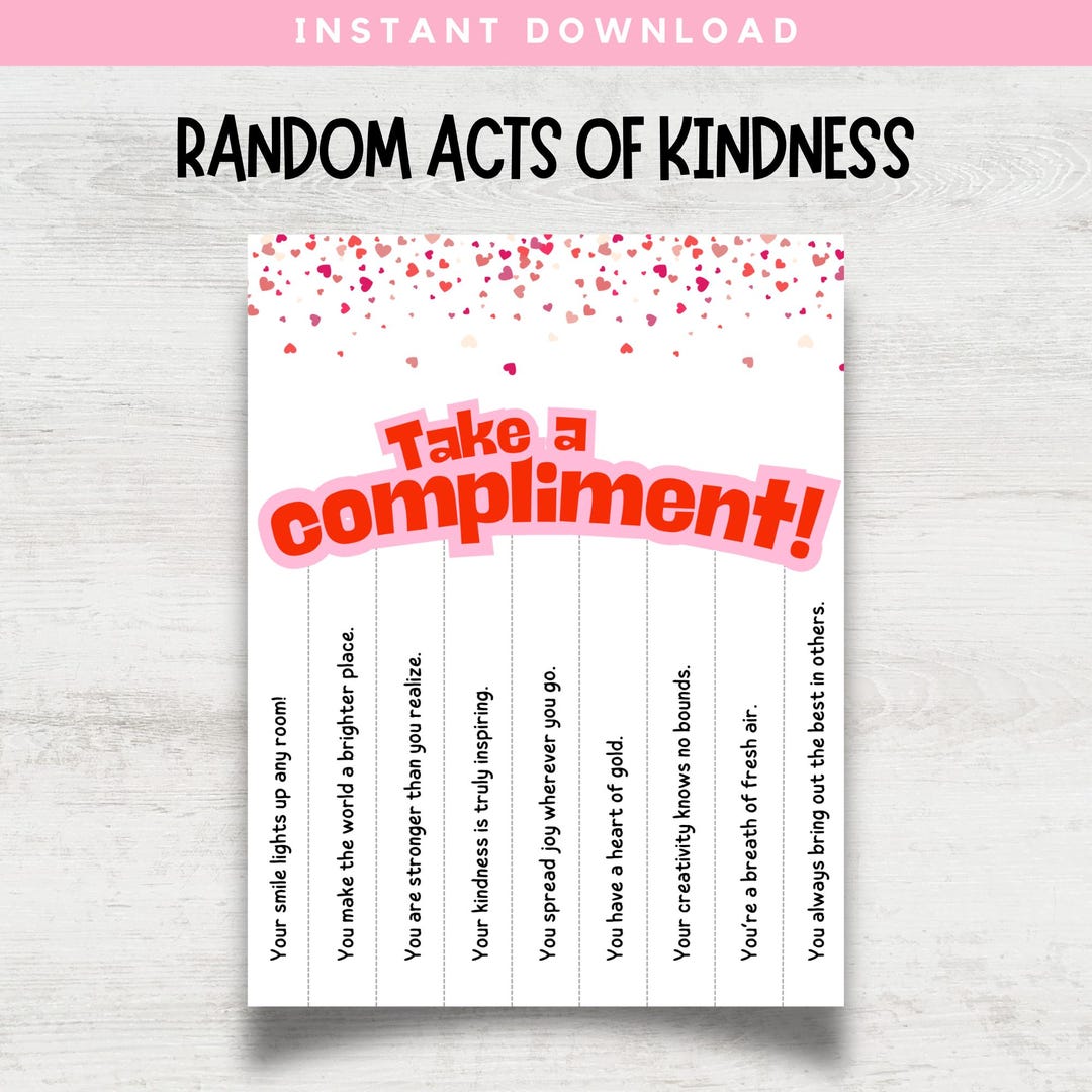 Tear off Compliments, Printable Tear off Flyer, Random Acts of Kindness ...