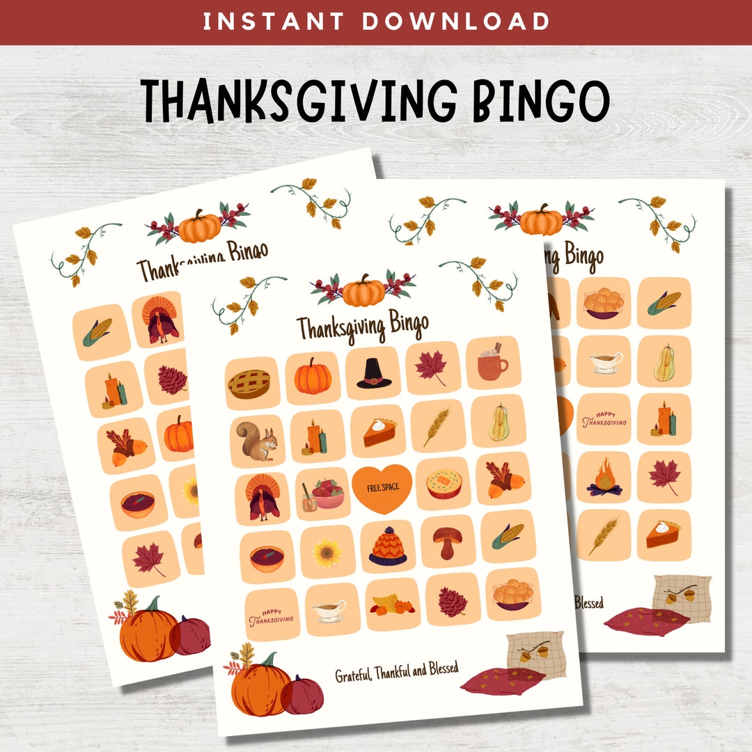 Thanksgiving Bingo Game, Friendsgiving Bingo Game, Dinner Game, Family ...