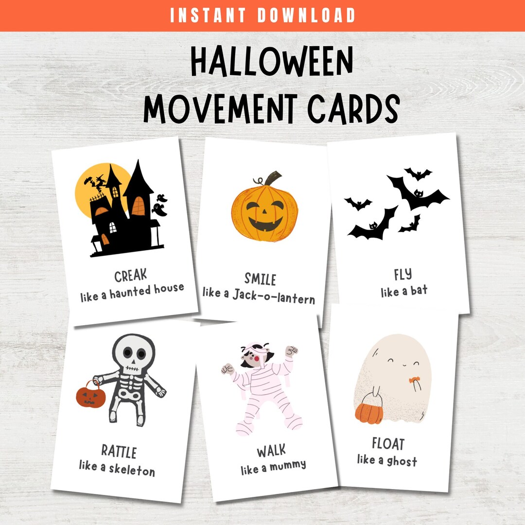 Halloween Movement Cards Printable Activities Movement - Etsy