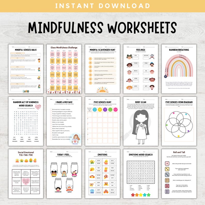 Mindfulness Worksheets for Kids: Emotional Regulation Activities (PDF ...