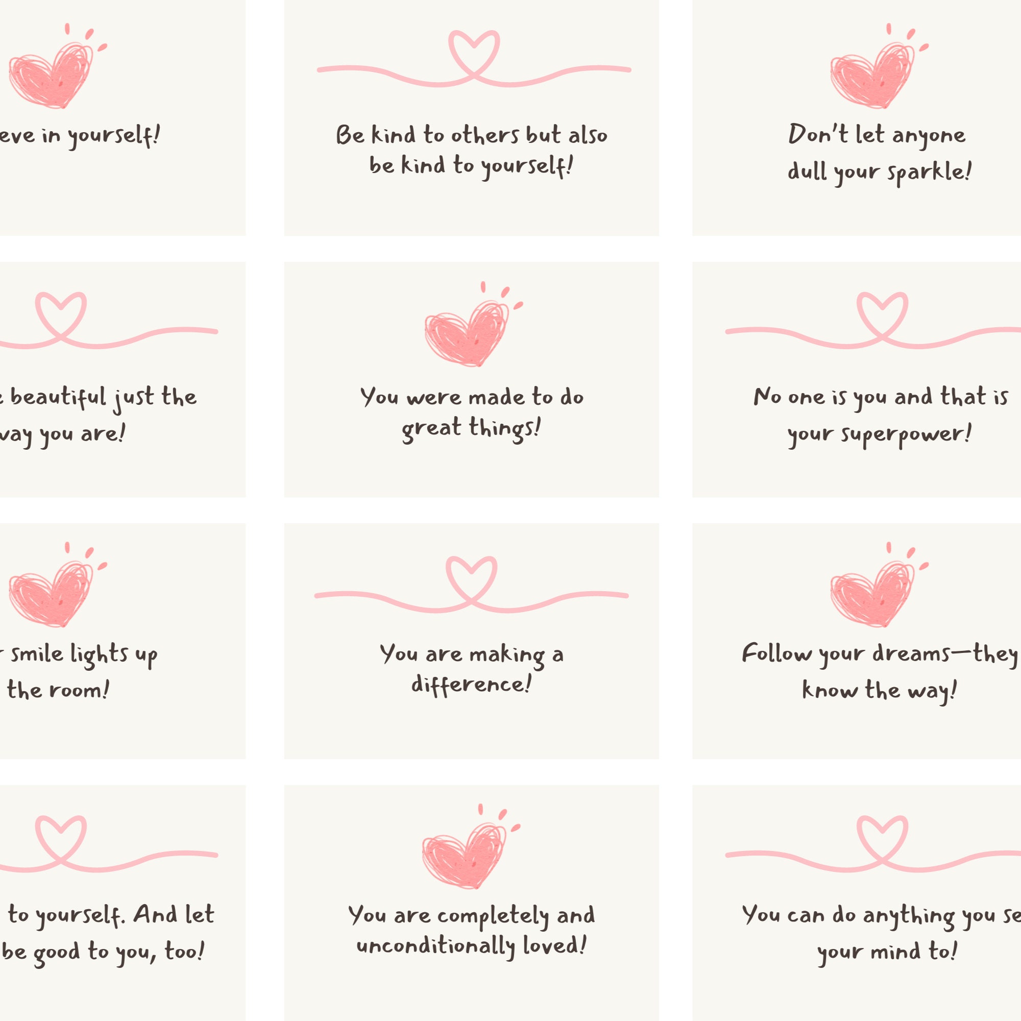 Kindness Cards: Inspirational Lunch Box Notes (printable PDF) - Etsy