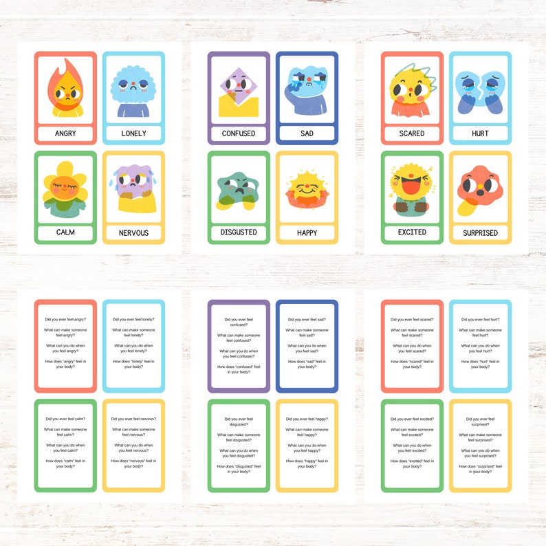 Feelings Cards for Kids, Emotions Flashcards, Calm Down Corner, Social ...