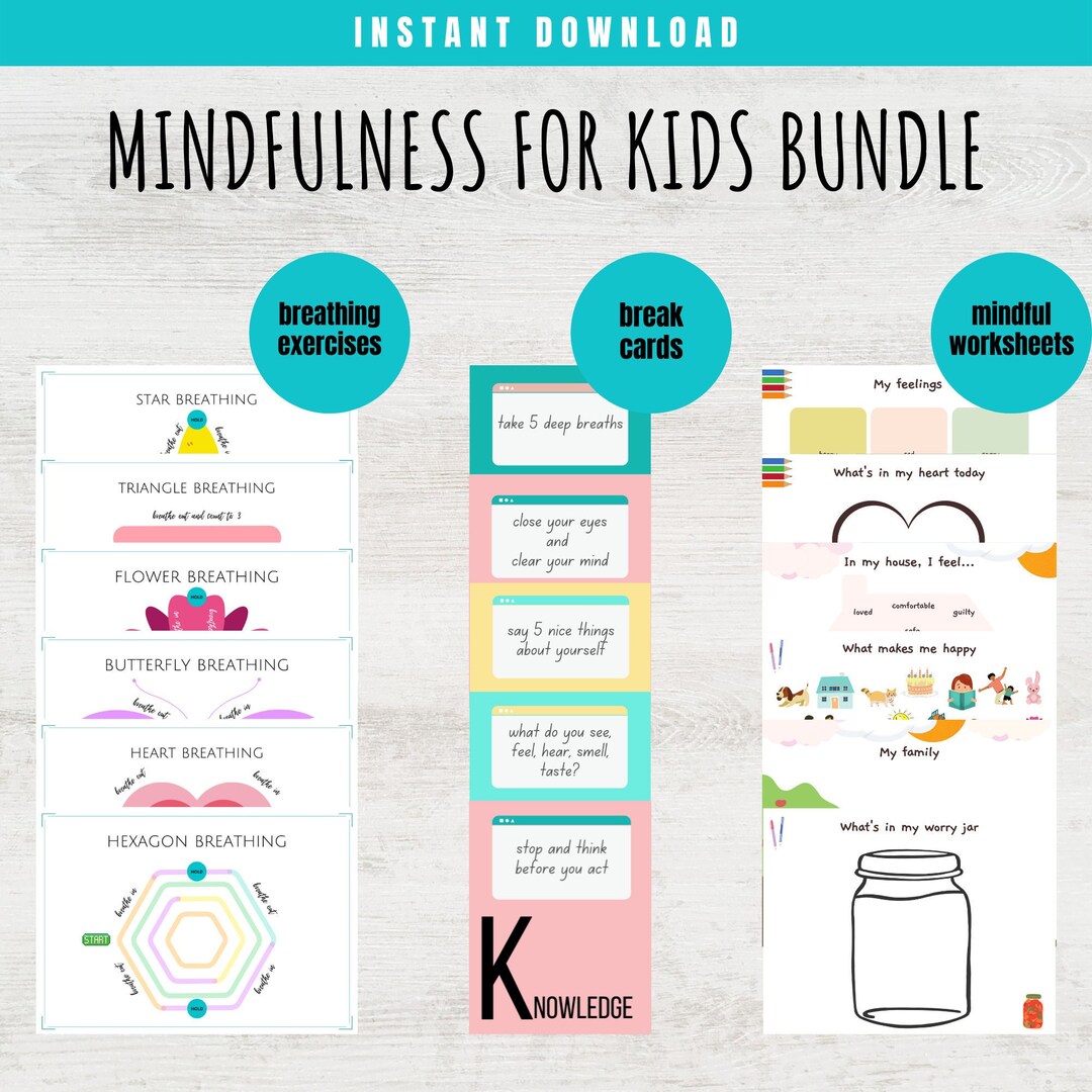 Mindfulness Breathing Exercises for Kids, Mindfulness Worksheets ...