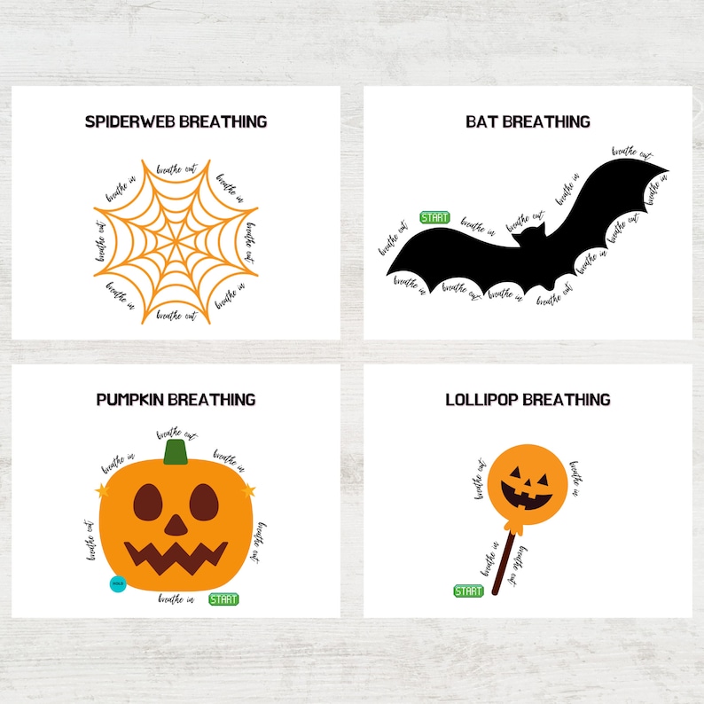 Halloween Movement Cards Breathing Exercises Finger Tracing - Etsy