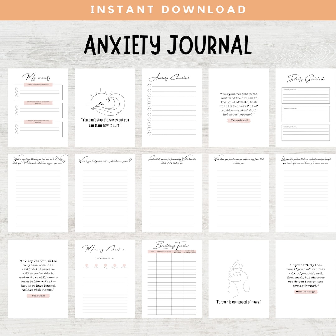 Anxiety Journal, Anxiety Bundle, Therapy Journal, Anxiety Prompt ...