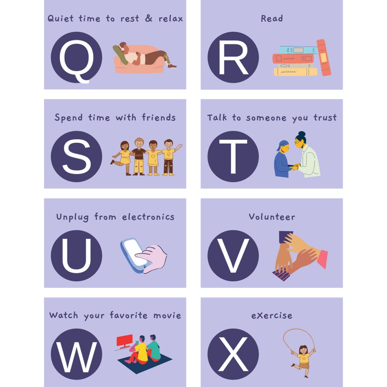 Alphabet Coping Skills Cards: Self-regulation, Mindfulness (PDF) - Etsy