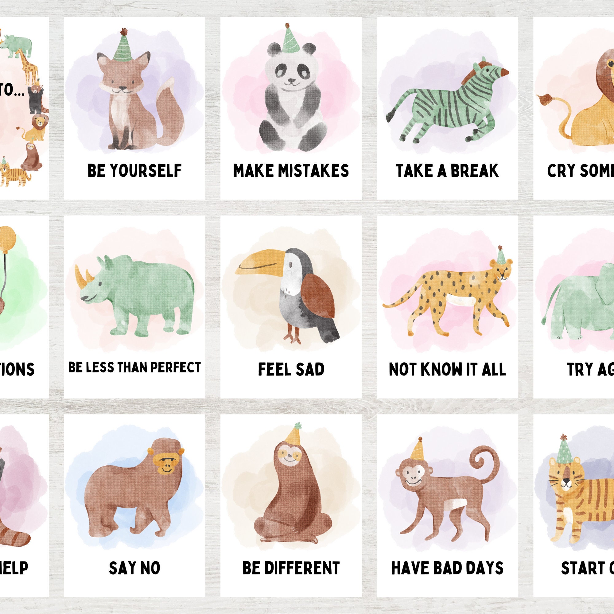 Anxiety Cards Bundle, Anxiety Coping Skills Cards, Animal Movement ...