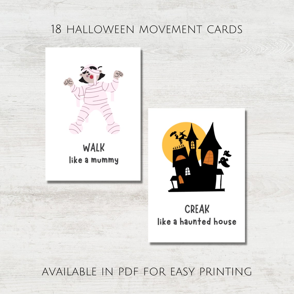 Halloween Movement Cards: Printable Activity Games (PDF) - Etsy