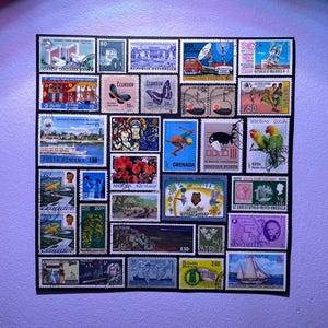 Colorful Vintage Postage Stamp Collage - Etsy