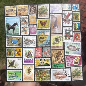 Colorful Vintage Postage Stamp Collage - Etsy