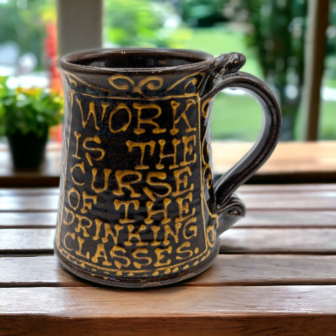 PETER CURRELL BROWN Vintage Slipware Tankard Mug Snake Pottery England ...