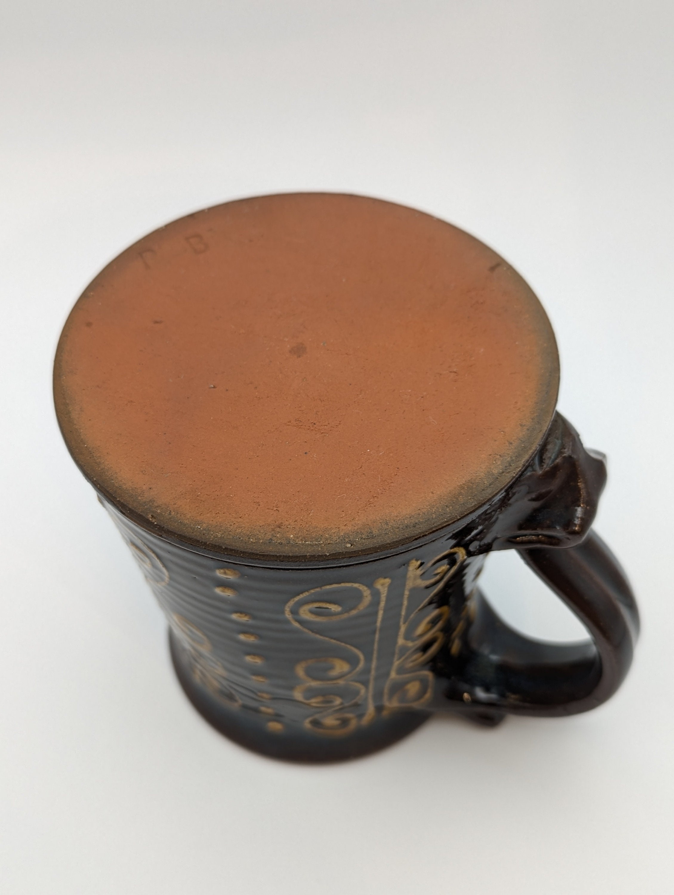 PETER CURRELL BROWN Vintage Slipware Tankard Mug Snake Pottery England ...
