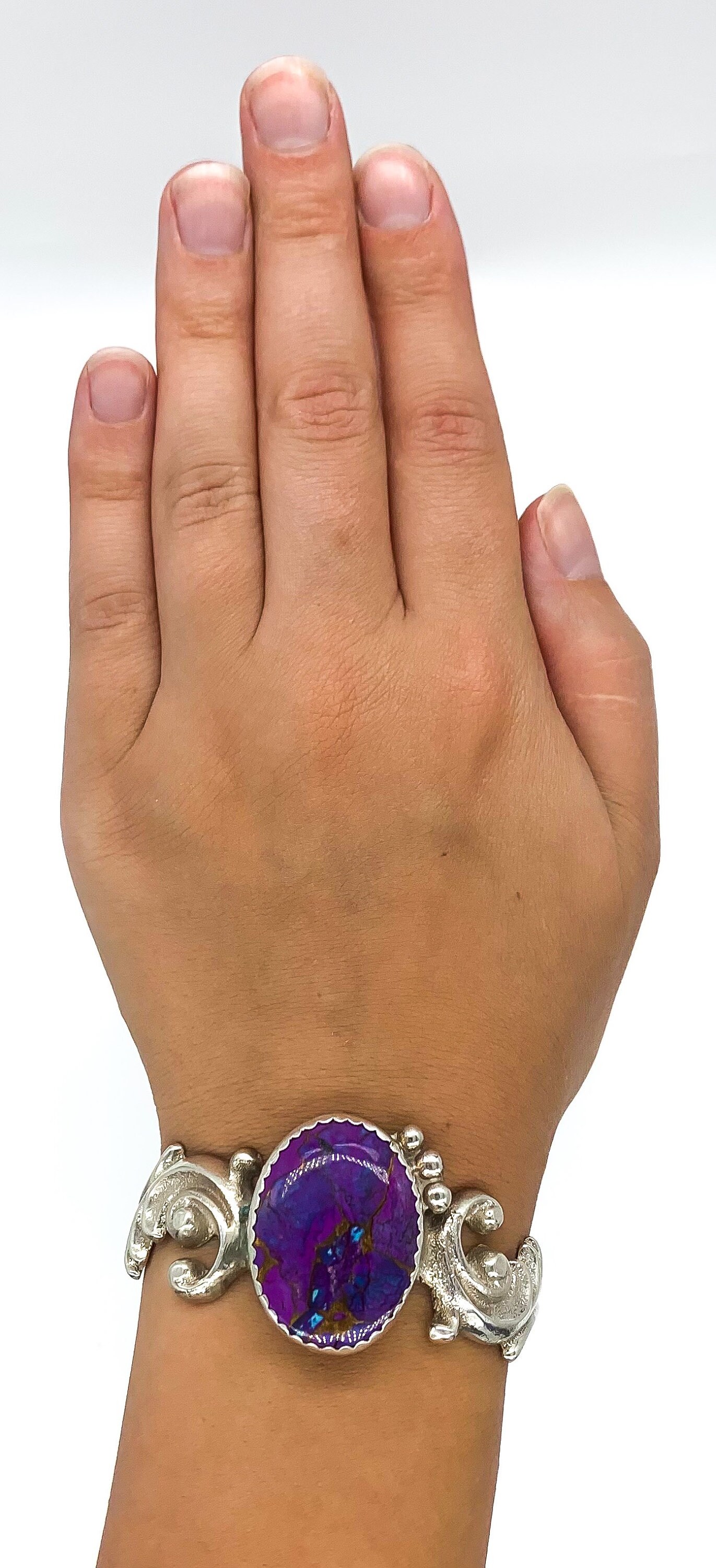 Vintage Native American Navajo Heavy Sand Cast Sterling Silver Purple ...