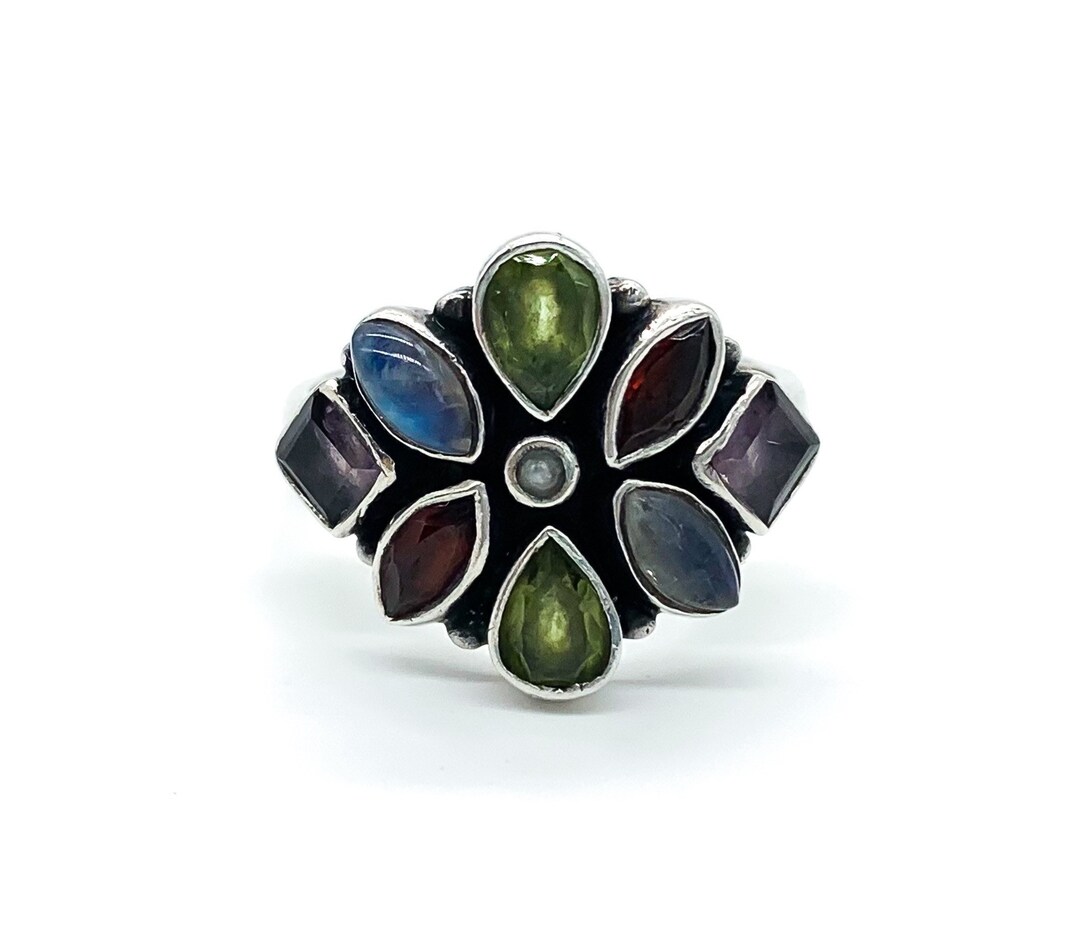 Vintage Nicky Butler Sterling Silver Multi Gemstone Rainbow Ring Size 8 ...