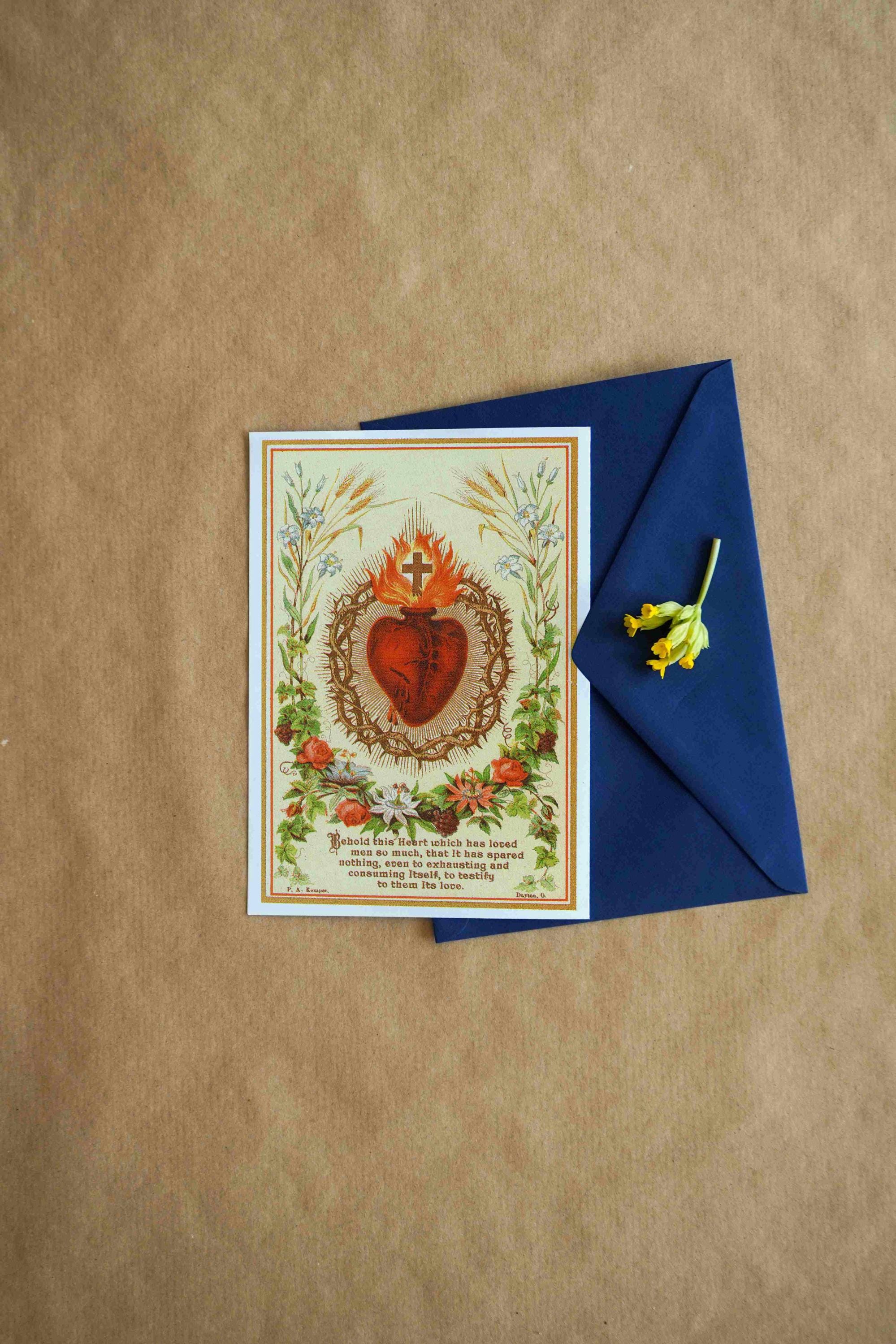 Vintage Sacred Heart Prayer Card Digital Print - A Beautiful Catholic ...