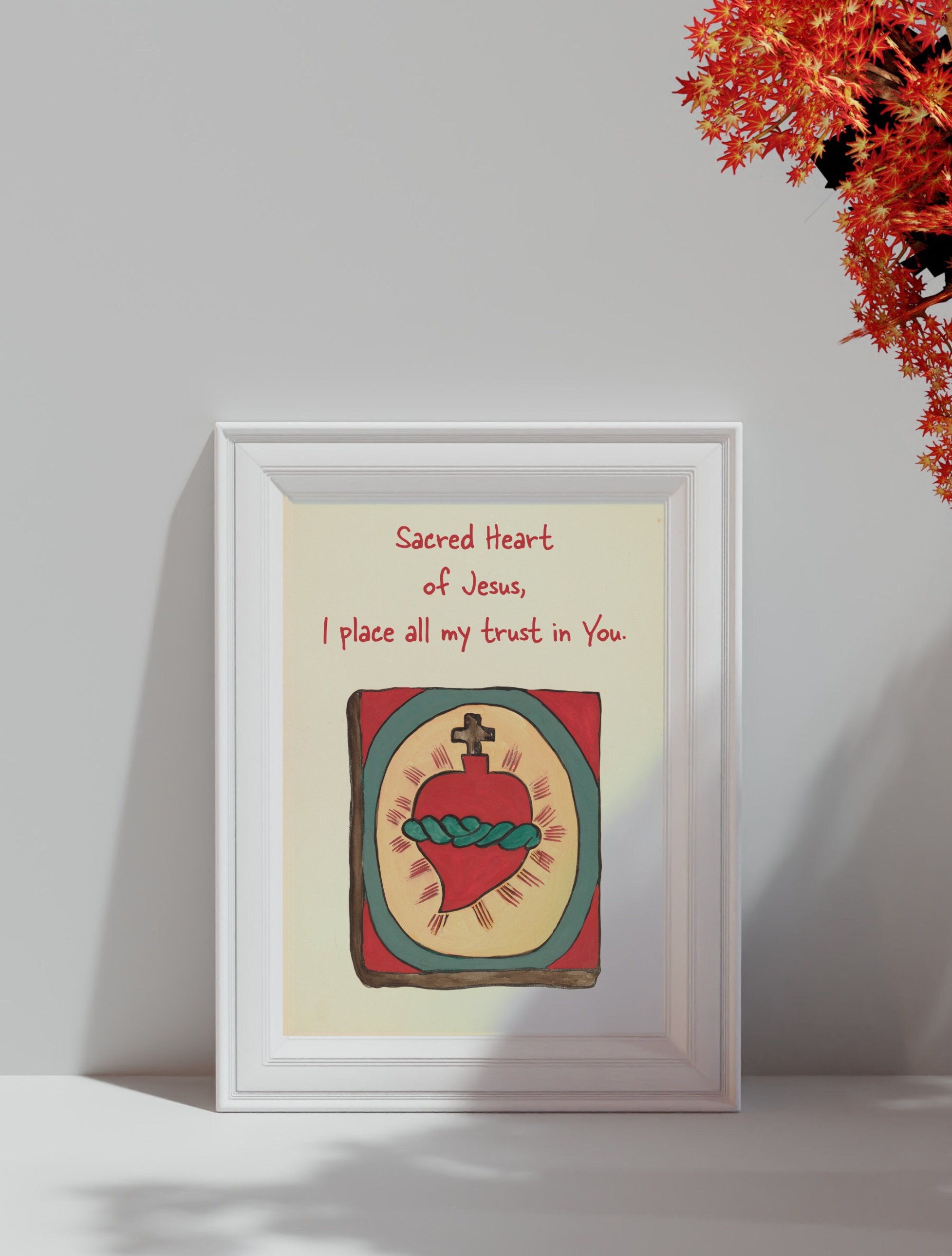 Sacred Heart Design Catholic Christian Illustration. Quirky Alternative ...
