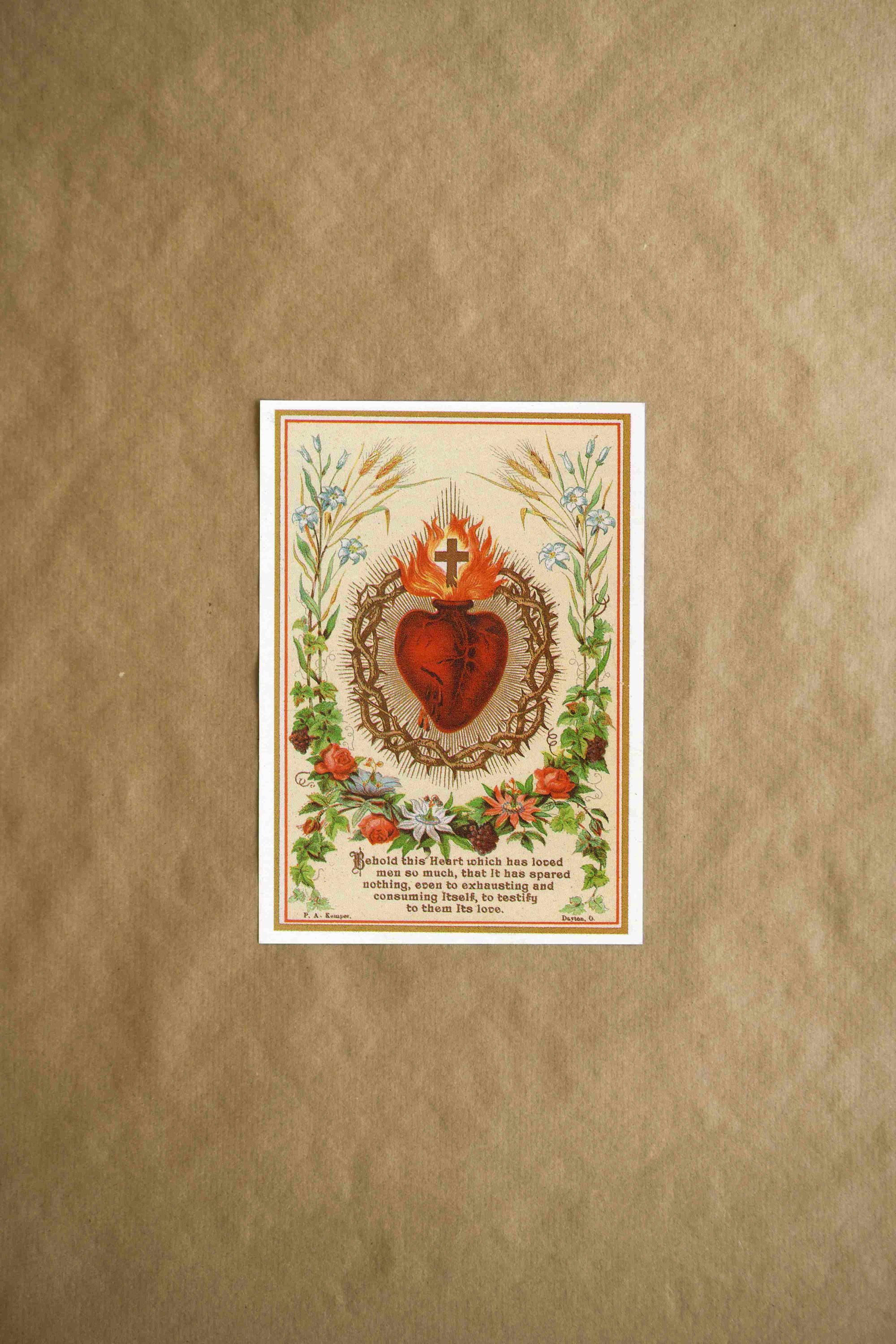 Vintage Sacred Heart Prayer Card Digital Print - A Beautiful Catholic ...