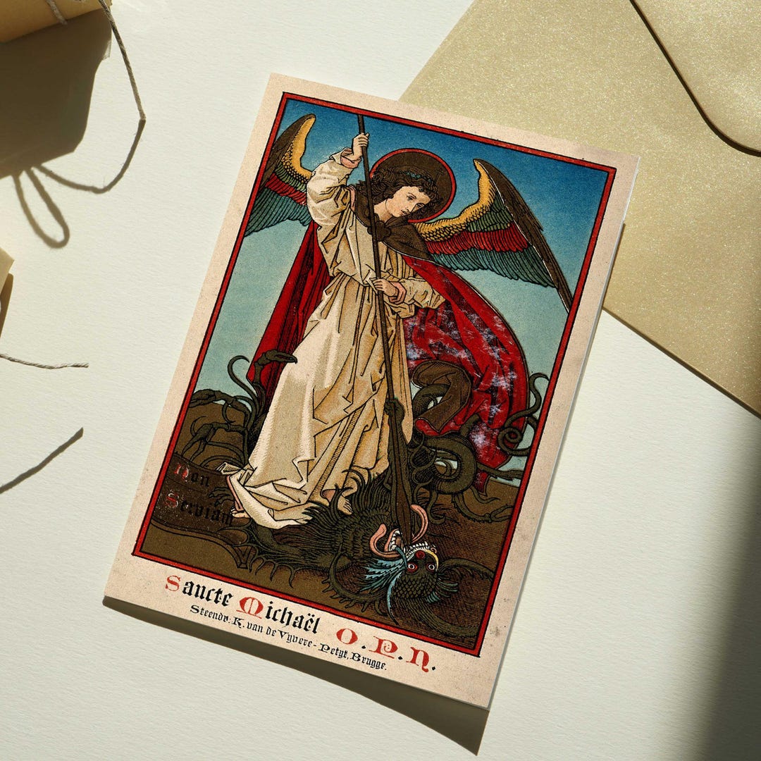 Vintage St. Michael Prayer Card Digital Print - A Beautiful Catholic ...