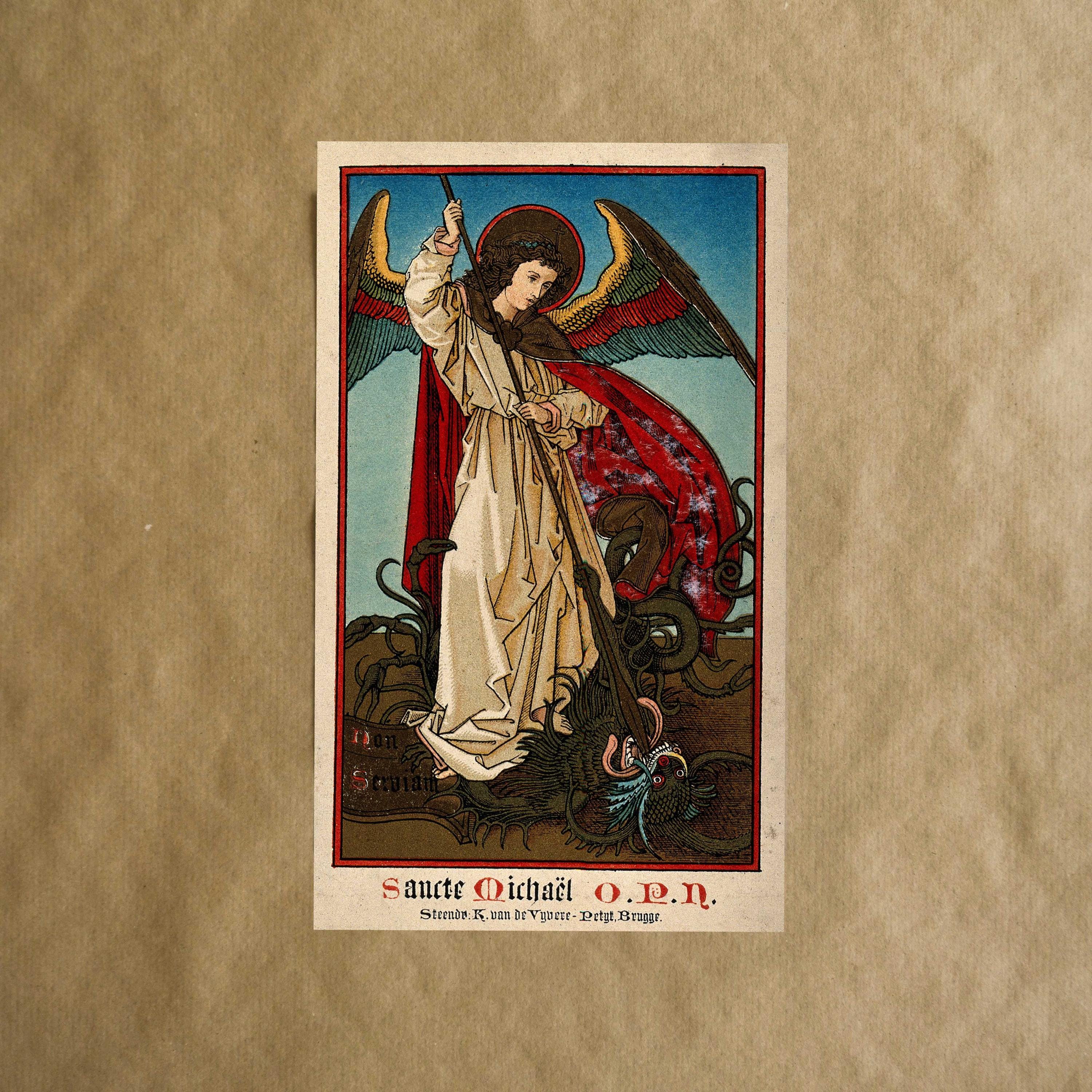 Vintage St. Michael Prayer Card Digital Print - A Beautiful Catholic ...