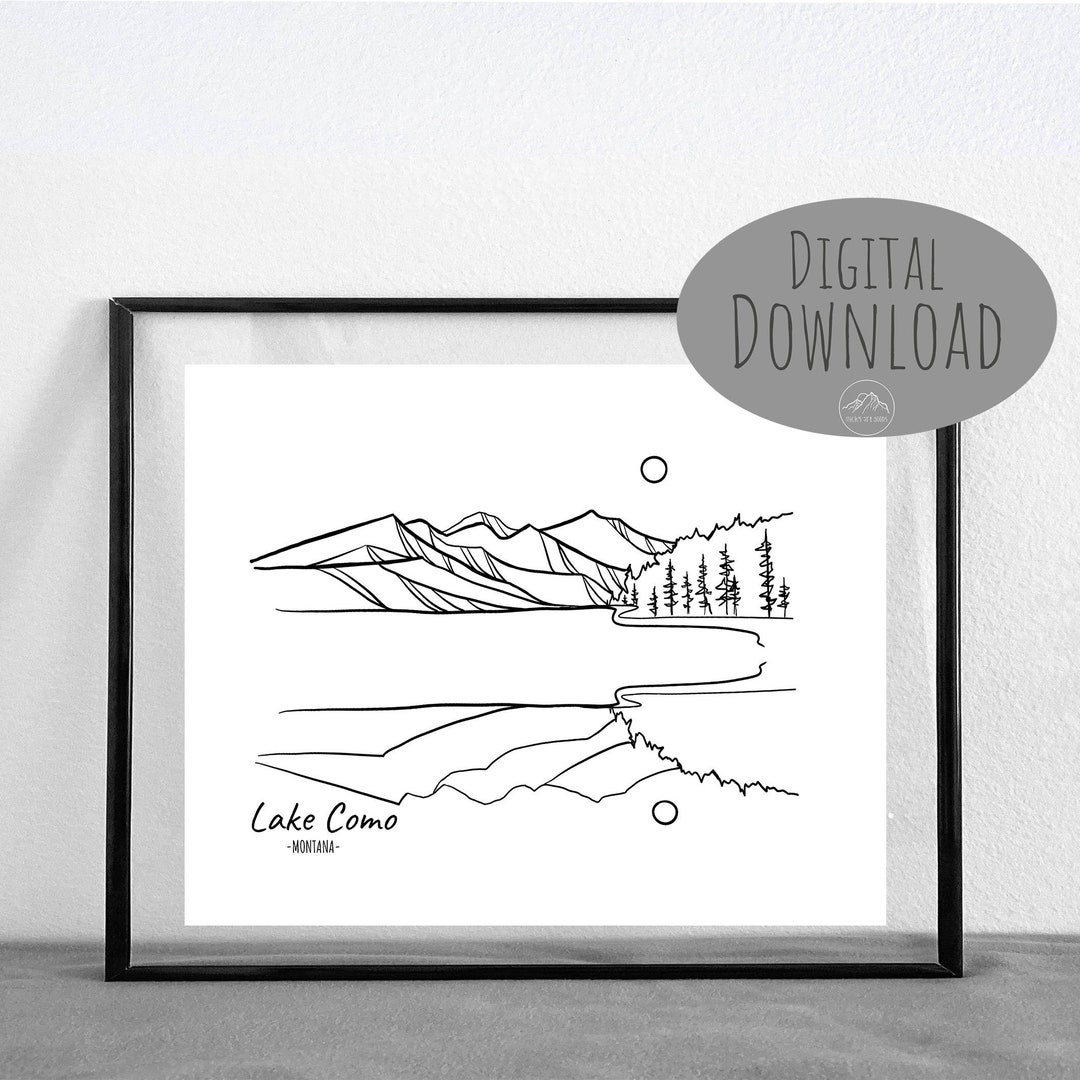 Lake Como, Montana Line Art || DIGITAL DOWNLOAD || Printable - Etsy