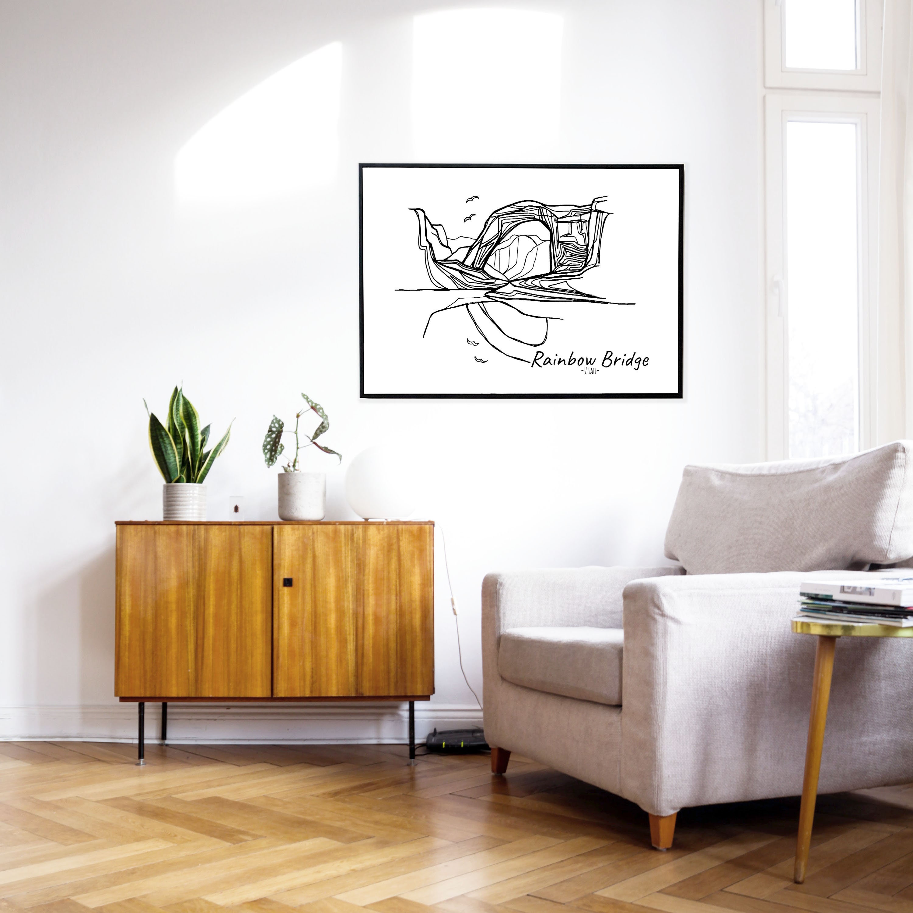 Rainbow Bridge Lake Powell Utah Desert Line Wall Art Coloring Page ...