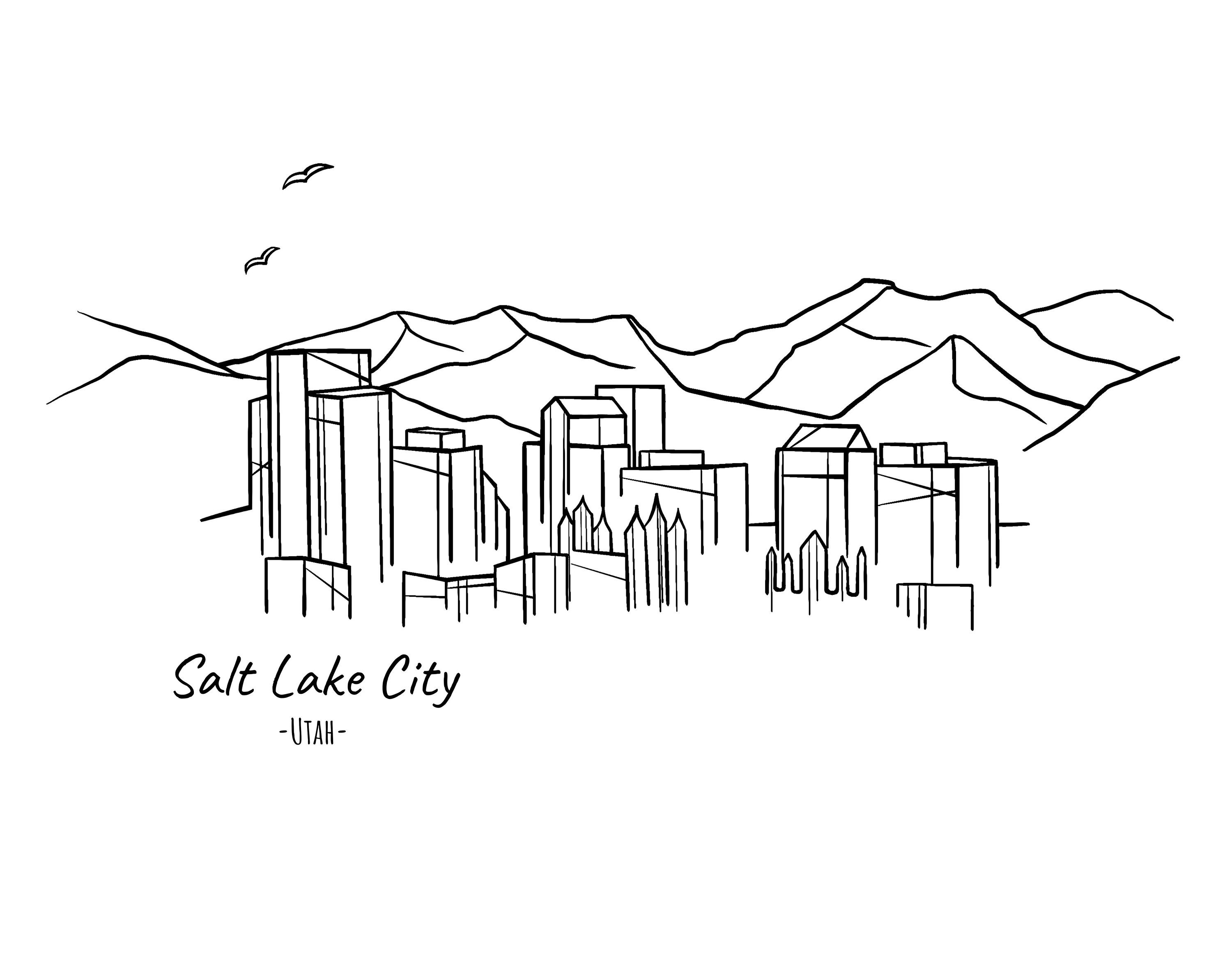 Salt Lake City, Utah Line Art DIGITAL DOWNLOAD Printable - Etsy