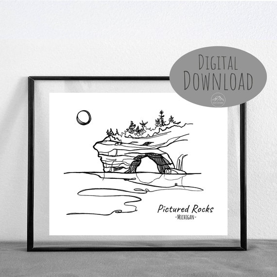 Pictured Rocks Michigan Line Art DIGITAL DOWNLOAD | Etsy