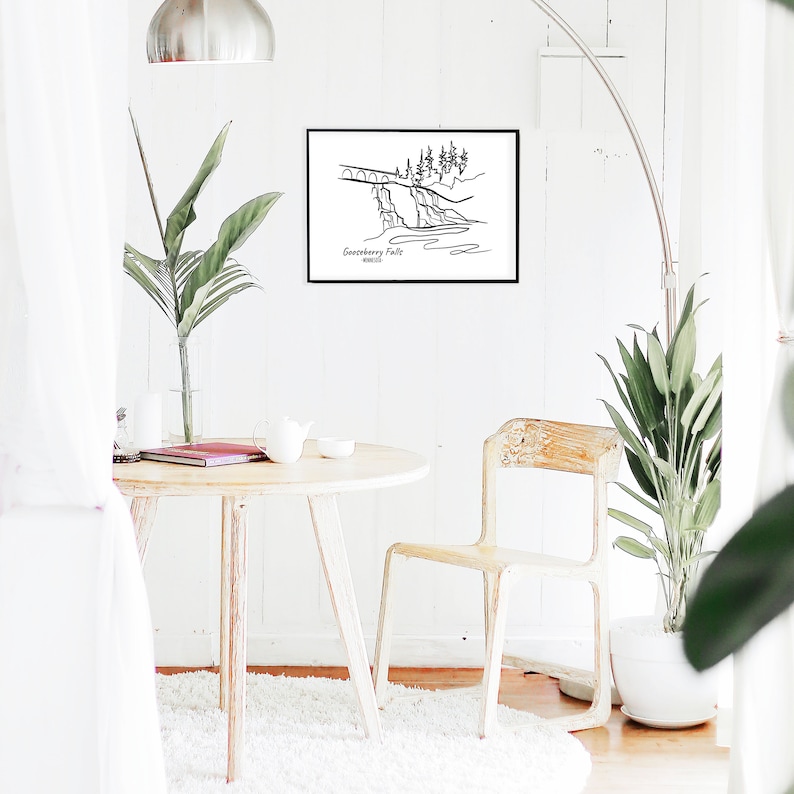 Gooseberry Falls, Minnesota Line Wall Art Coloring Page || DIGITAL ...