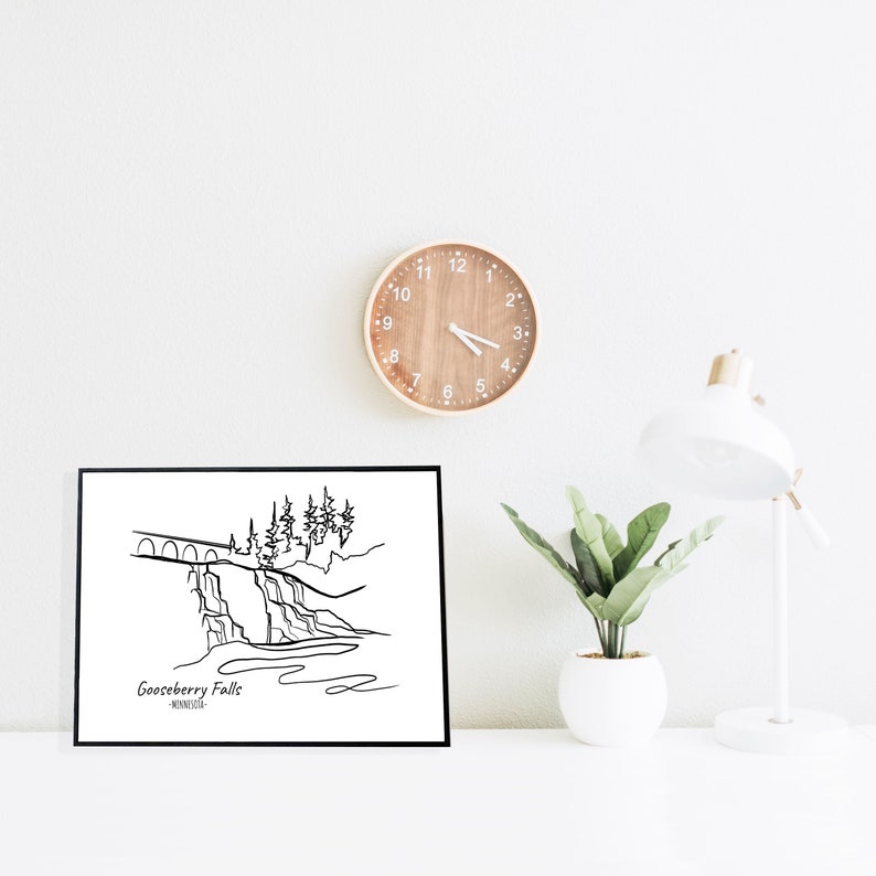 Gooseberry Falls, Minnesota Line Wall Art Coloring Page || DIGITAL ...